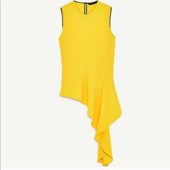 Zara | Tops | Nwot Zara Asymmetrical Yellow Sleeveless Topl | Poshmark